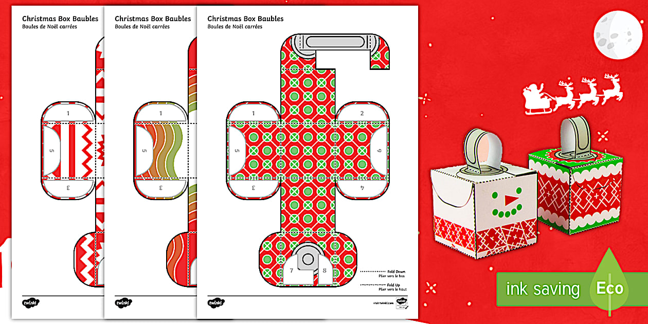 Simple 3D Block Baubles Christmas Decoration Activity Paper Craft