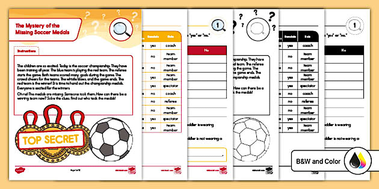 Kindergarten The Missing Soccer Medal Math Project | Twinkl