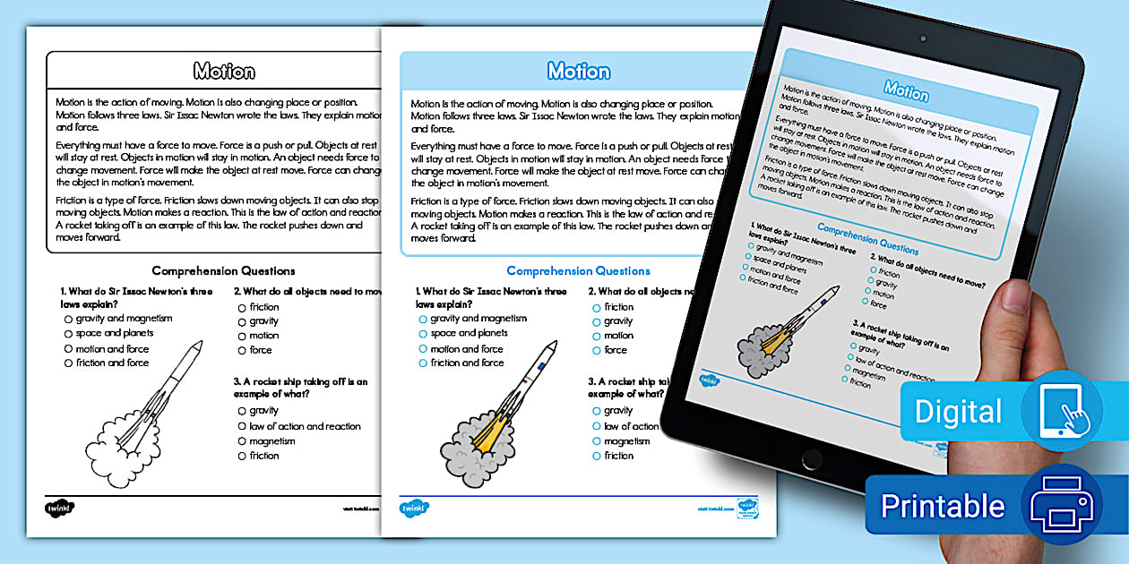 Second Grade Motion Reading Passage | Grade 2 | Twinkl USA
