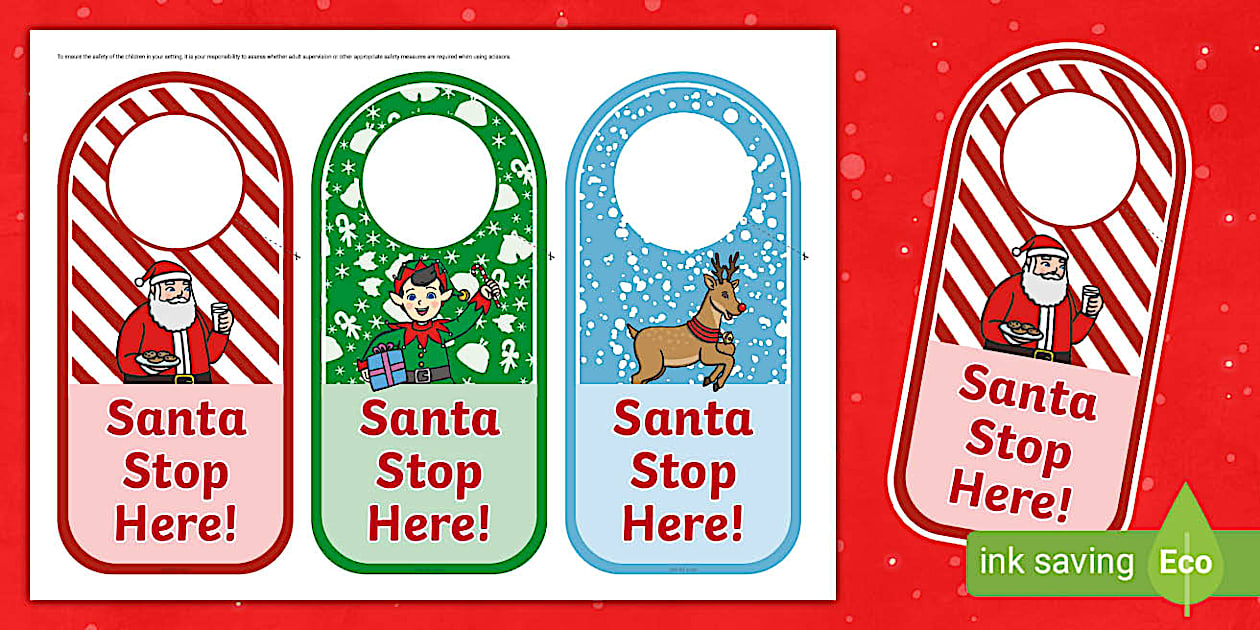 Santa Stop Here Door Hanger (teacher made) - Twinkl
