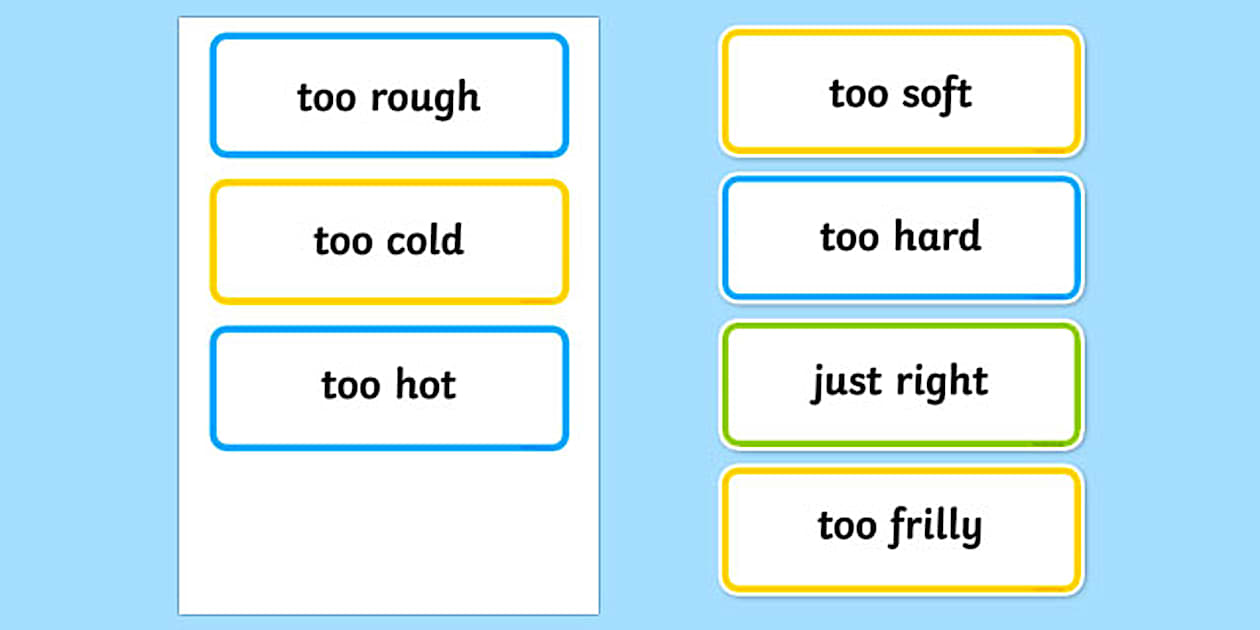 Goldilocks Adjective Word Cards - Twinkl