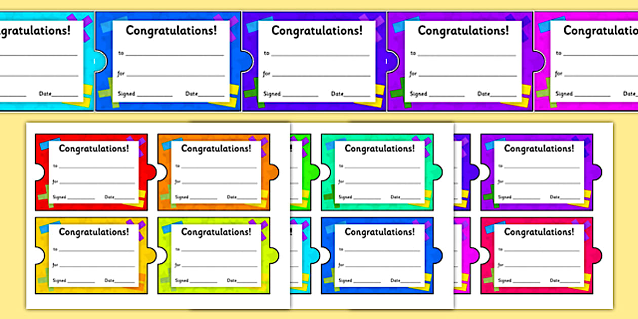 Editable Maths Themed Jigsaw Certificates (teacher made)