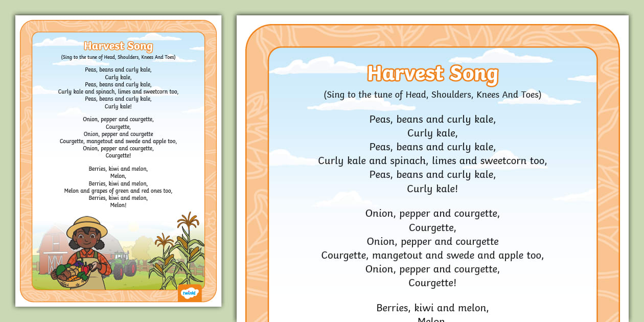 Harvest Song: Head, Shoulders, Knees And Toes (teacher made)