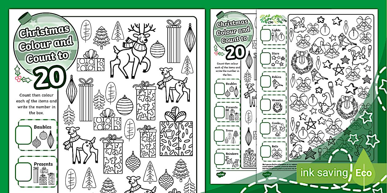 Christmas Colour and Count to 20 (teacher made) - Twinkl