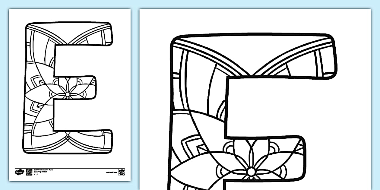 Mandala Letter E Colouring Page (teacher made) - Twinkl
