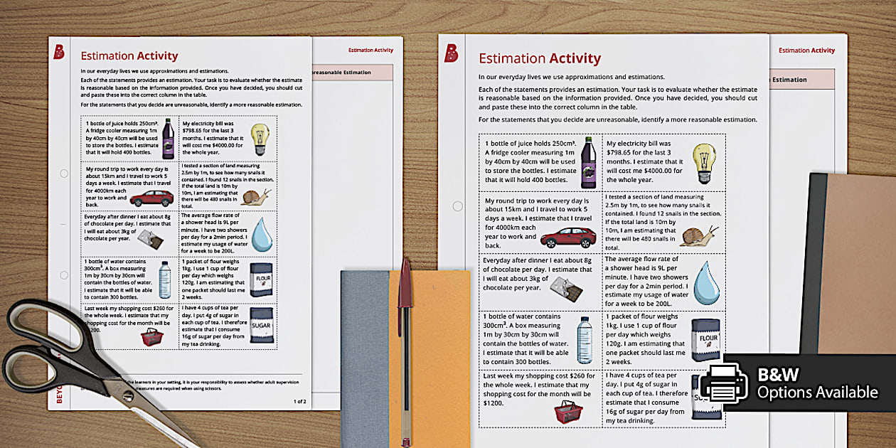 Estimation Activity (teacher made) - Twinkl