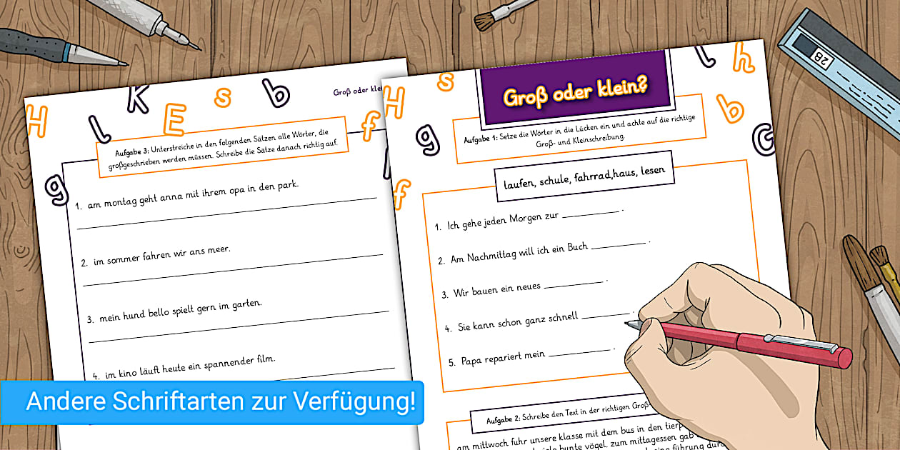 Groß oder klein? - Arbeitsblatt (Teacher-Made) - Twinkl