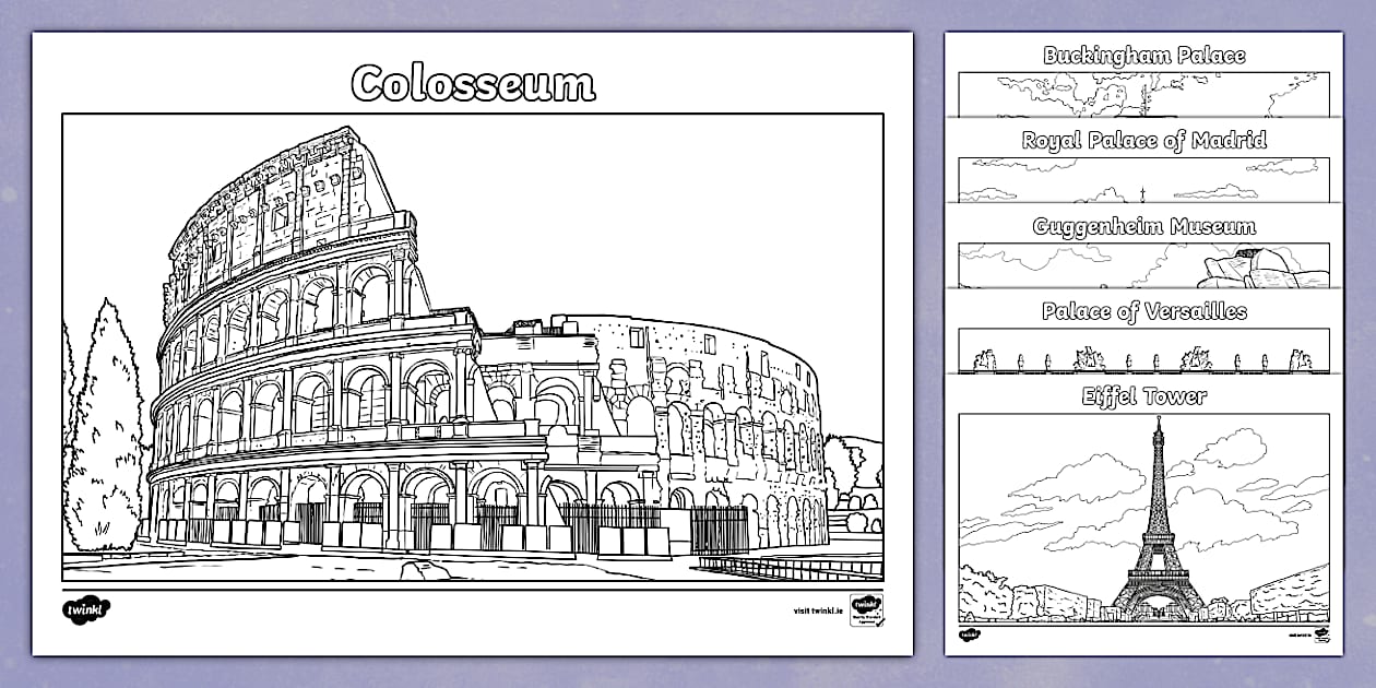 European Landmarks Colouring Sheets (teacher made) - Twinkl