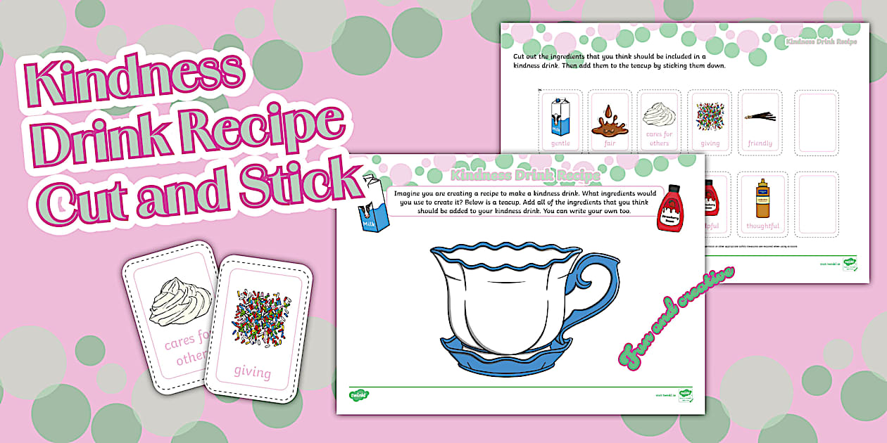 Kindness Drink Recipe Cut and Stick Worksheet