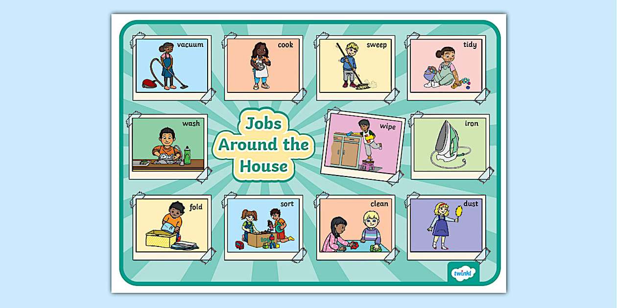 Jobs Around the House Display Poster (Teacher-Made) - Twinkl