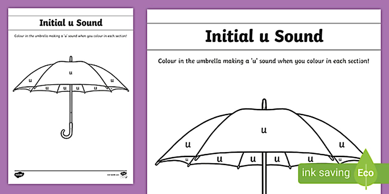 Initial u Sound Colouring Sheet (teacher made) - Twinkl