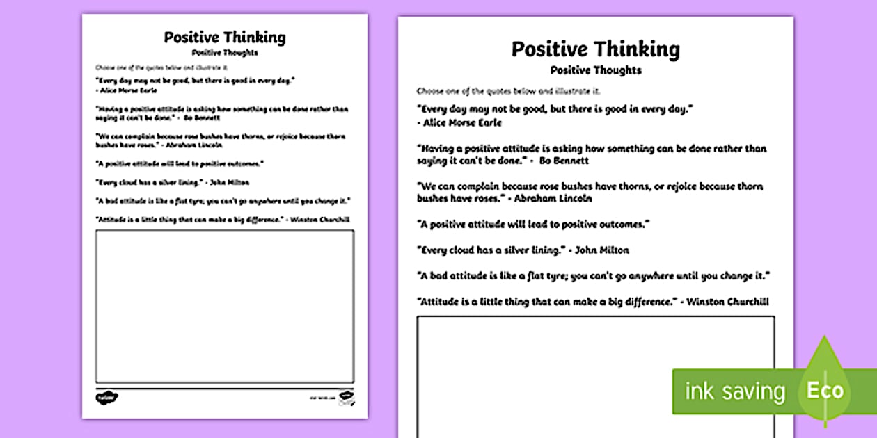 Positive Thoughts Activity (teacher made) - Twinkl
