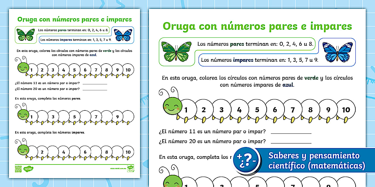 Números pares e impares (teacher made) - Twinkl
