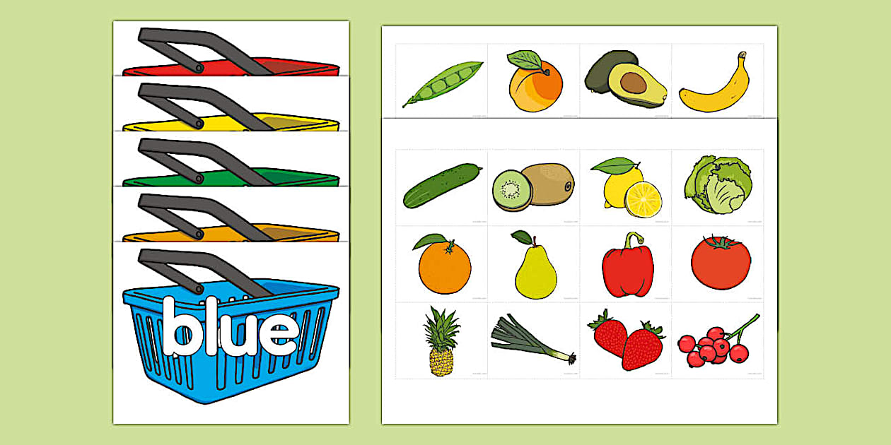 Editable Healthy Food Color Sorting Activity Worksheet