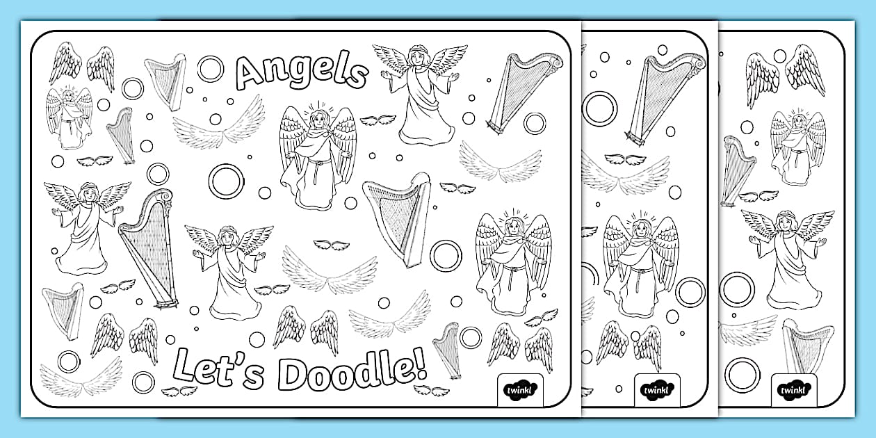 Angels Doodle Colouring Pages - Twinkl - KS1 (teacher made)
