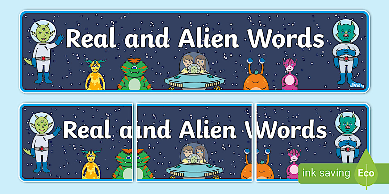 Phonics Screening Check Real and Alien Words Display Banner