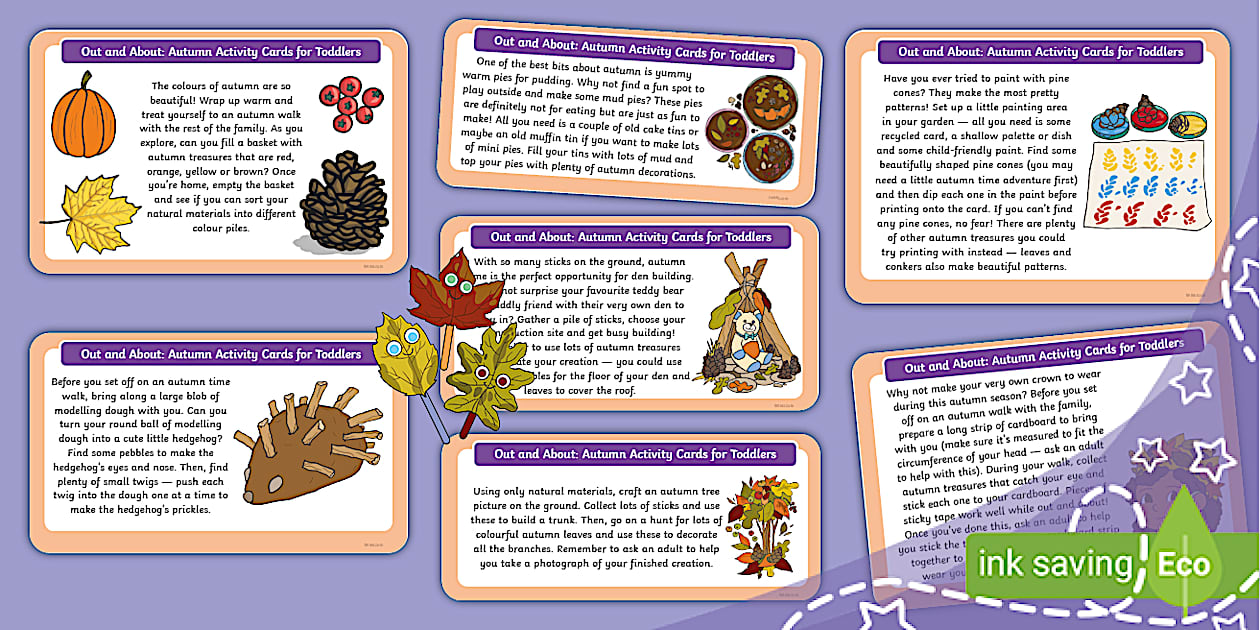 Out and About: Autumn Activity Cards for Toddlers - Twinkl