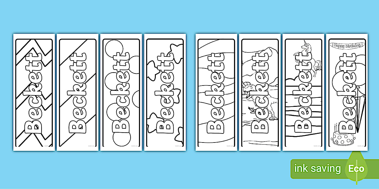 Beckett Name Simple Colouring Bookmarks | Twinkl | KS1