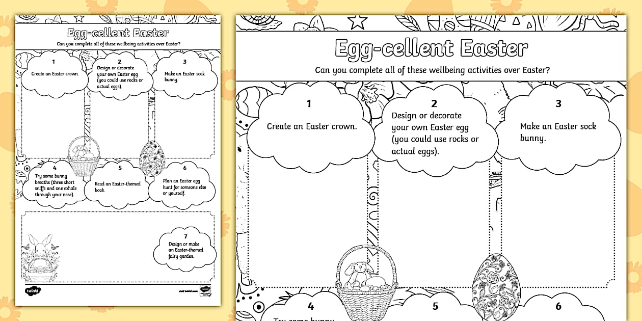 Easter-Themed Wellbeing Checklist (Teacher-Made) - Twinkl