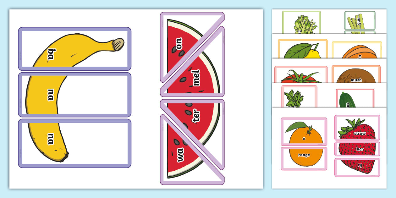 Syllable Food Puzzles (teacher made) - Twinkl