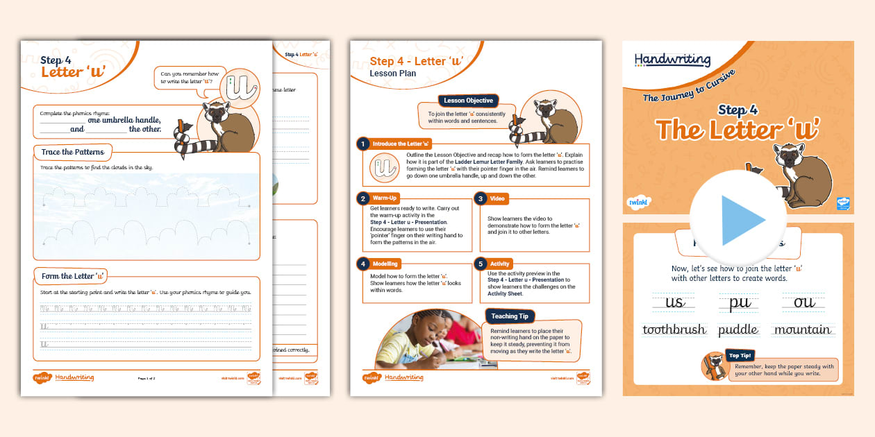 Step 4 Letter 'u' Pack: Joined Handwriting Practice