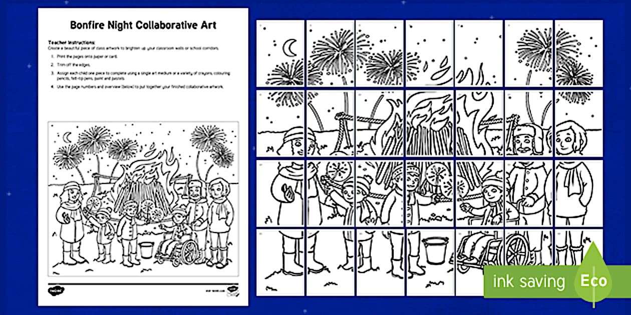 KS1 Bonfire Night Collaborative Art Project Pack - Twinkl