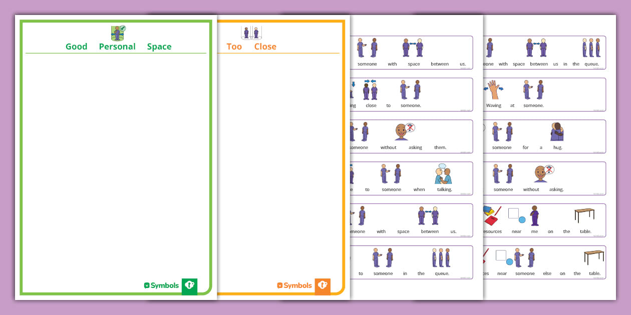 Twinkl Symbols: Older Learners: Personal Space Sorting Activity