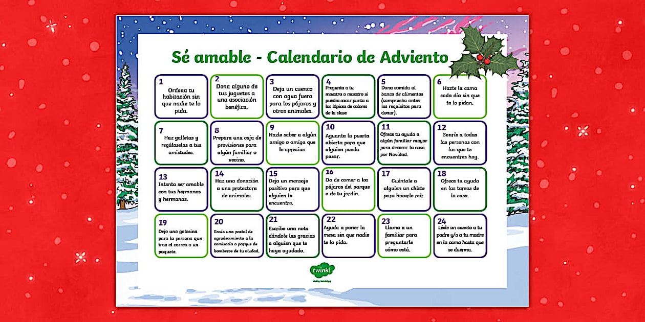 Calendario de Adviento para niños (teacher made) - Twinkl