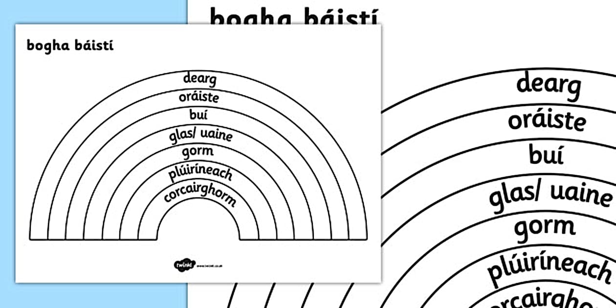 The Rainbow Colours Colouring Template | Gaeilge Resources
