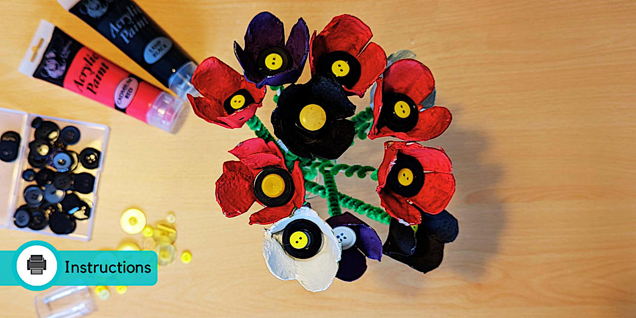 Egg Carton Poppies | Remembrance Day Crafts (teacher made)