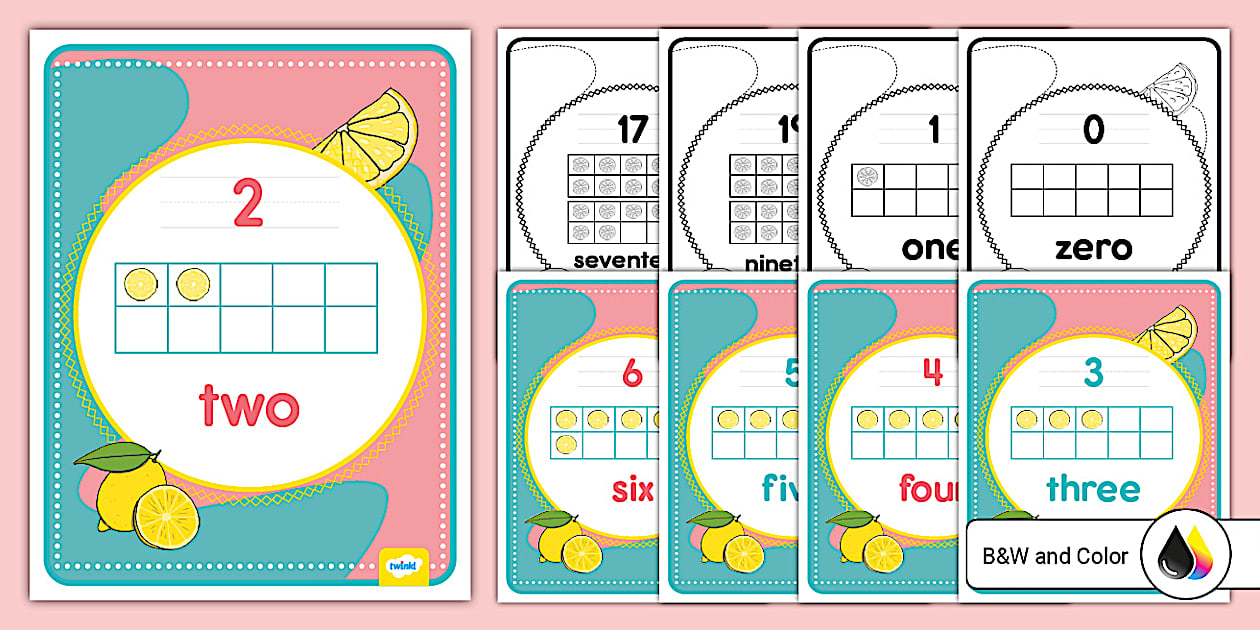 Lemon Theme Numbers 0-20 Posters - Twinkl