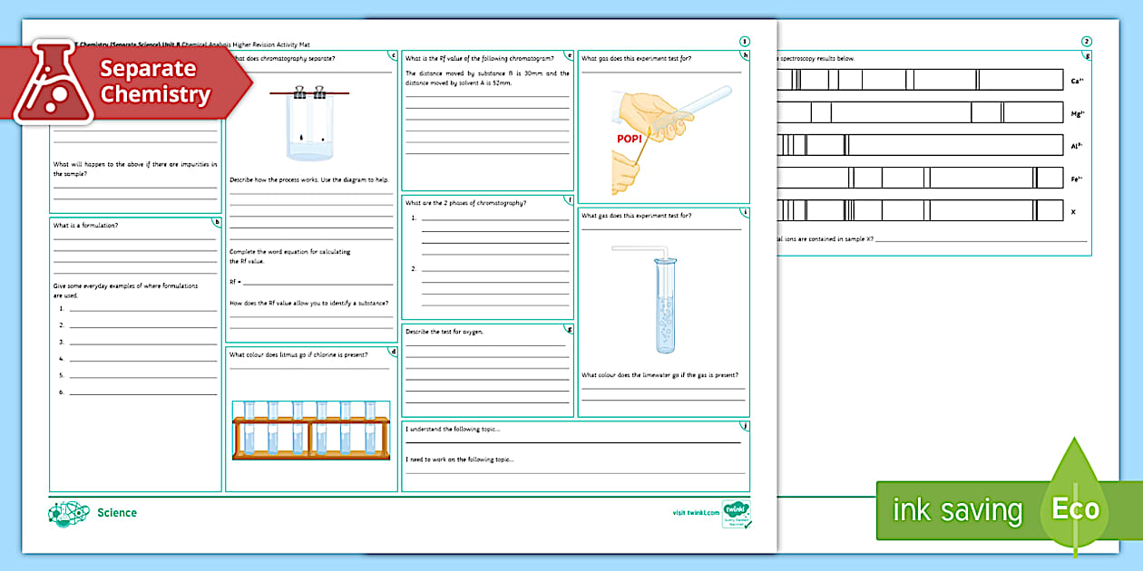 AQA Chemistry (Separate) Unit 8 Chemical Analysis Higher Revision ...