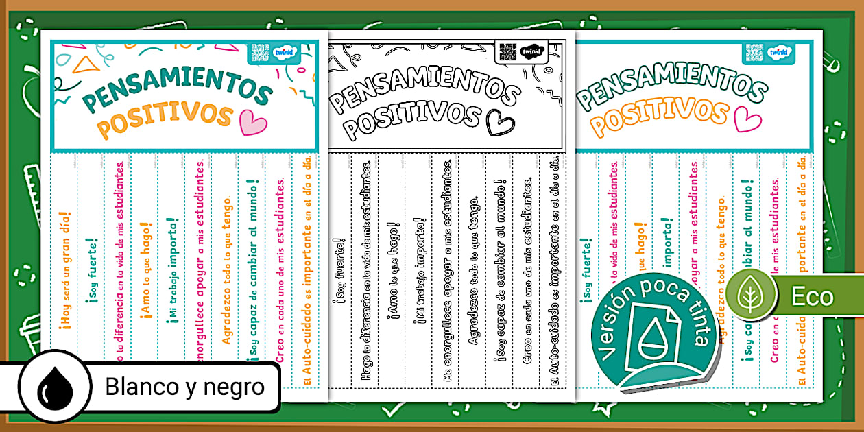 Actividad: Pensamientos positivos recortables - Twinkl