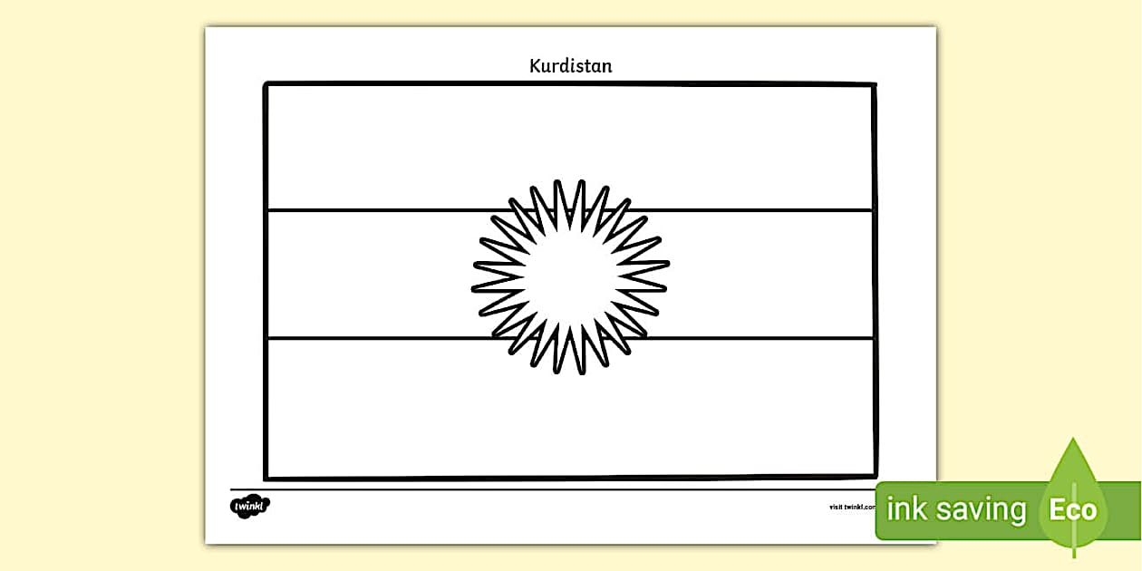 Kurdistan Flag Colouring Page (teacher made) - Twinkl