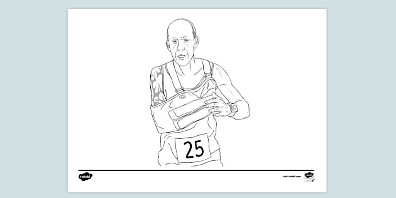 Derek Rae Para-Games Runner Colouring Sheet | Colouring Sheet