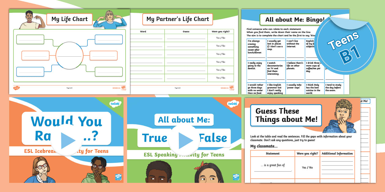 ESL 5 Icebreaker Speaking Activities for Teens - Twinkl