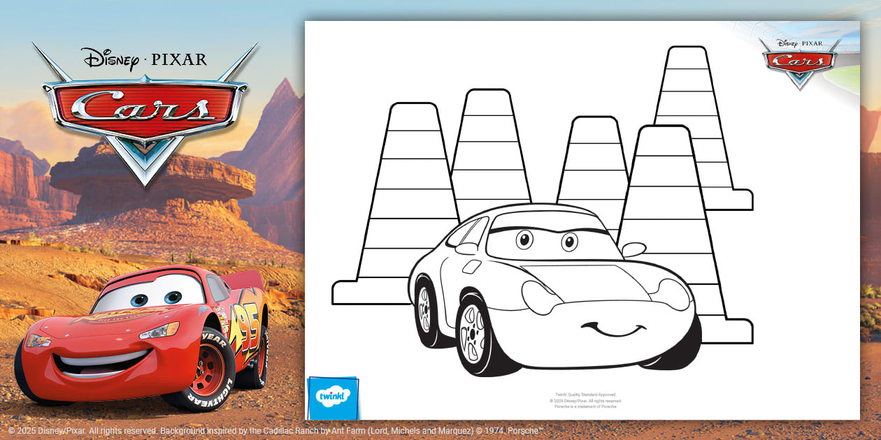 * NEW * Cars: Sally Colouring Page (teacher made) - Twinkl