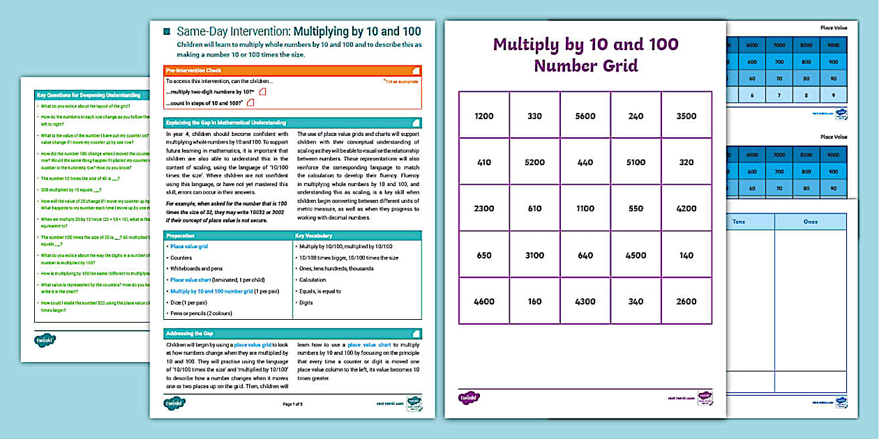 👉 Year 4 Same-Day Intervention: Multiply by 10 and 100