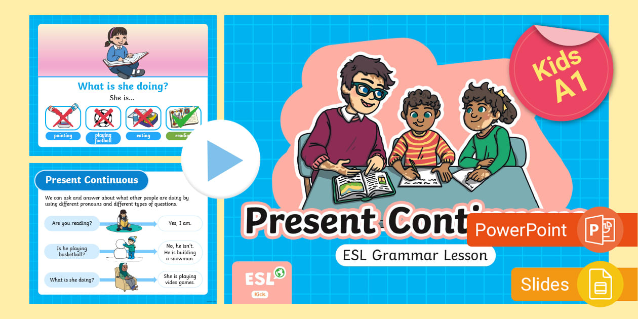 ESL Present Continuous Lesson {Kids} (teacher made) - Twinkl