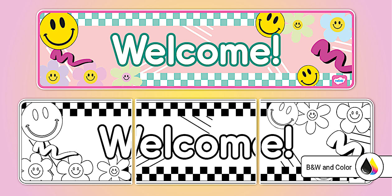 Retro 90s Welcome Banner (teacher made) - Twinkl