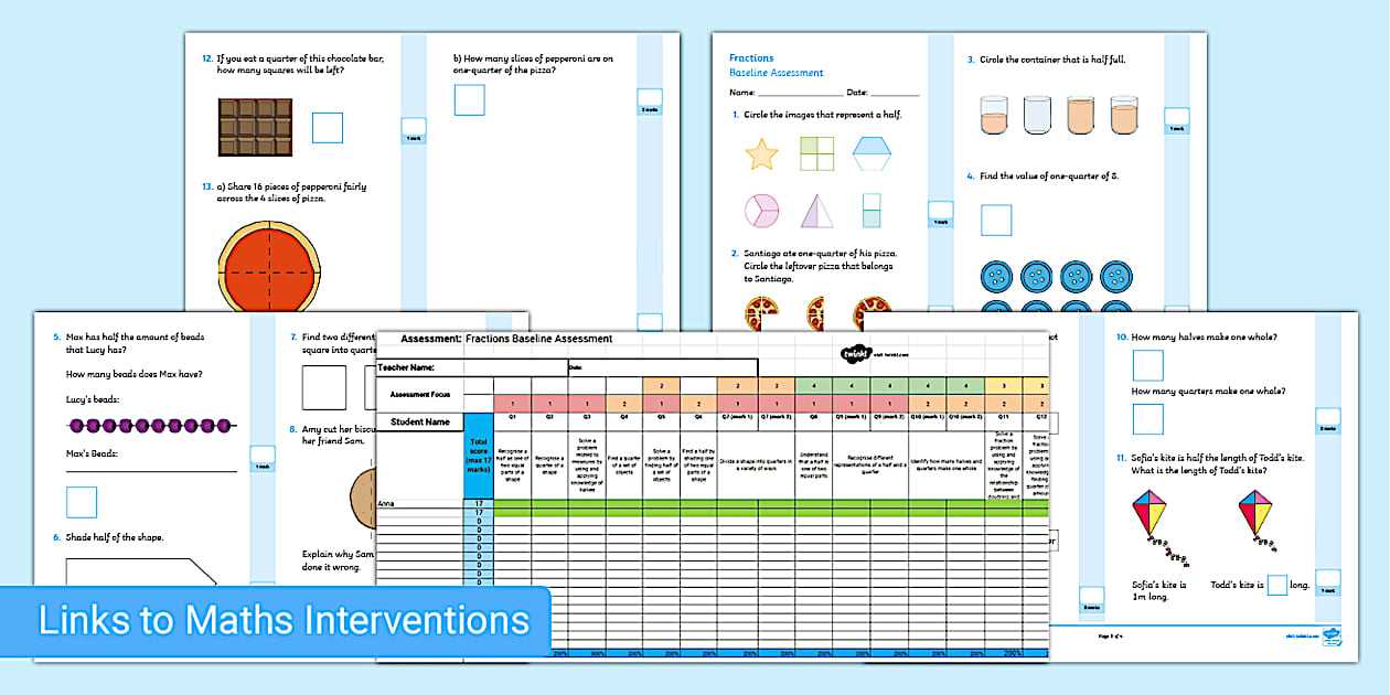 👉 Year 2 Fractions Baseline Assessment (teacher made)