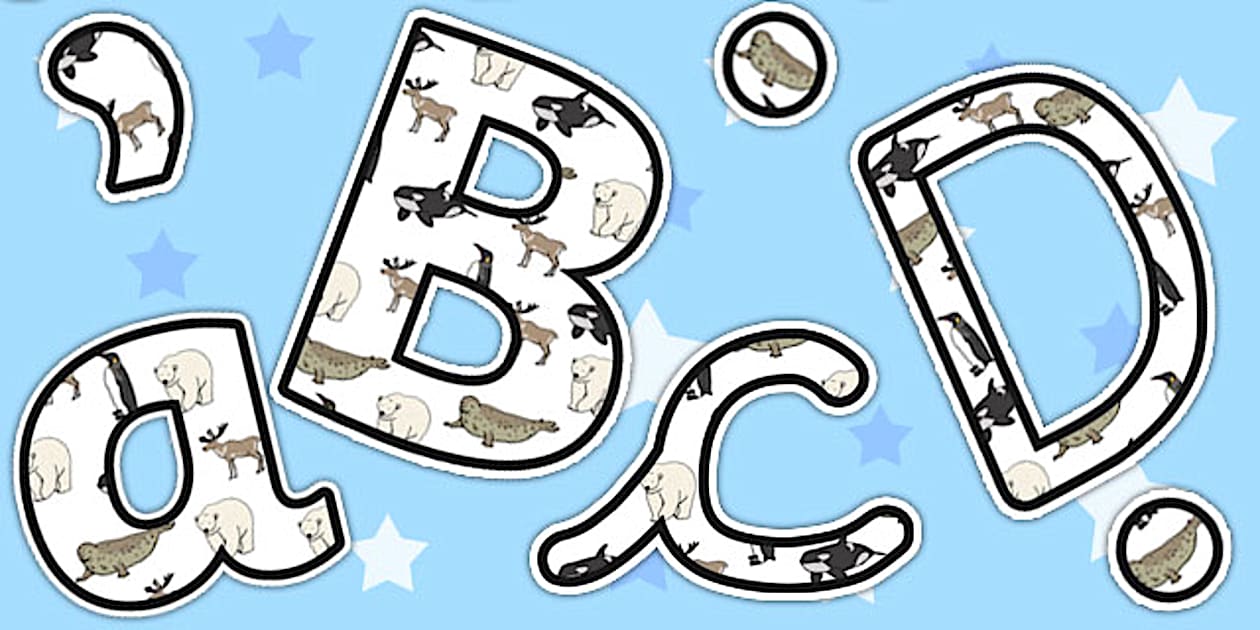 Black and White Polar Animals Display Lettering - Twinkl
