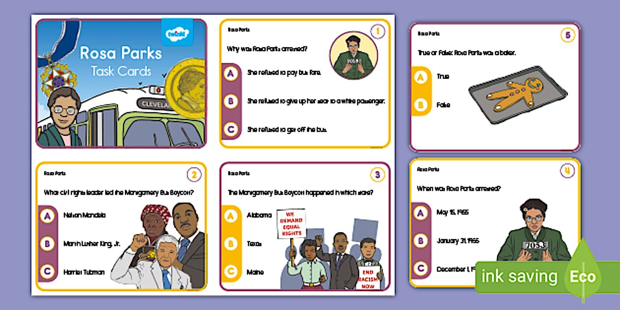 Rosa Parks Task Cards | Teaching Resources | Twinkl USA