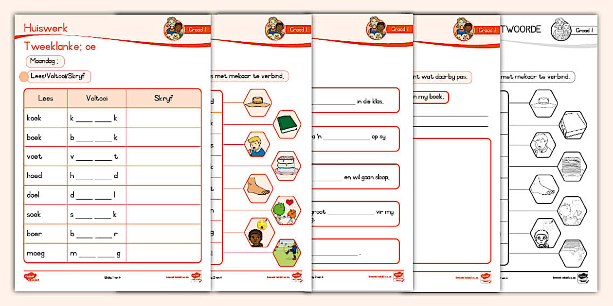 Graad 1 Klanke Huiswerk oe (teacher made) - Twinkl