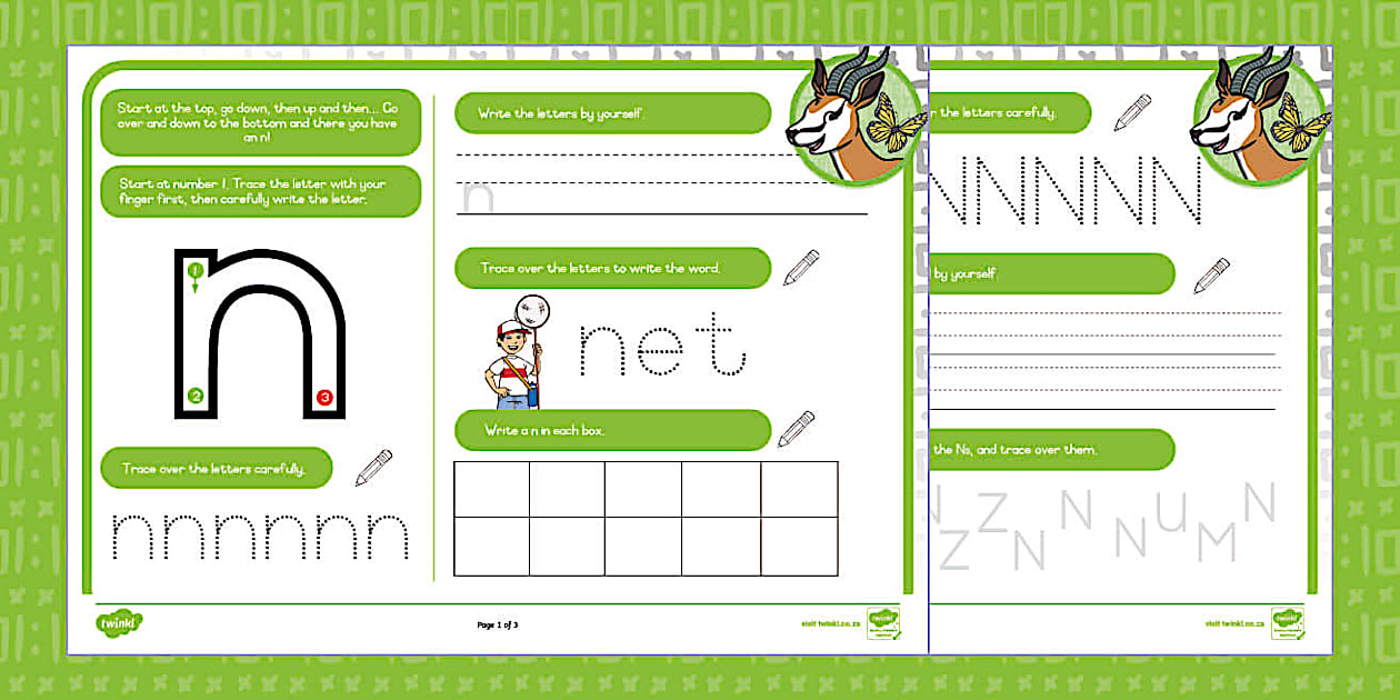 Grade 1 Letter Formation Mats - Nn (Teacher-Made) - Twinkl