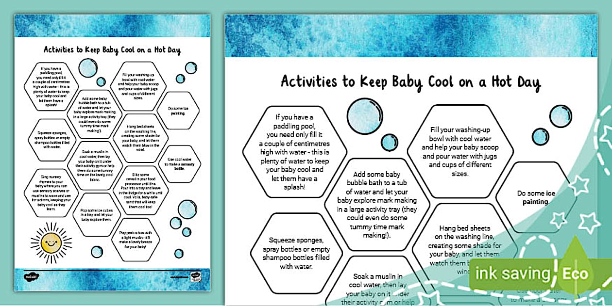 Activities to Keep Baby Cool on a Hot Day (teacher made)