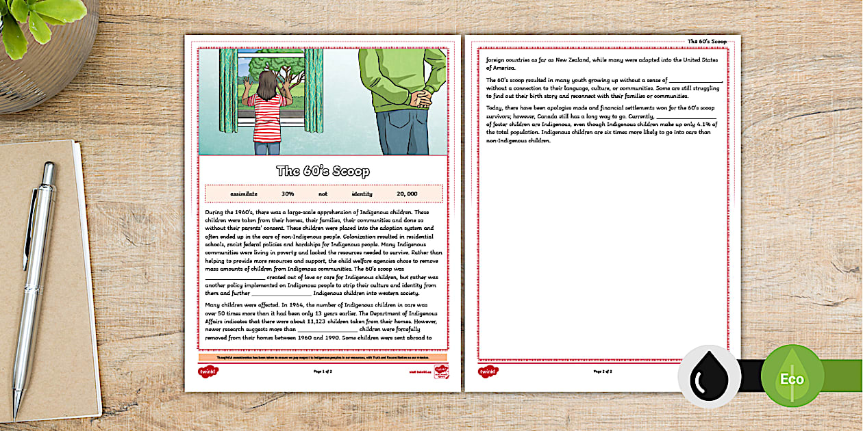 The Sixties Scoop Cloze Activity (teacher made) - Twinkl