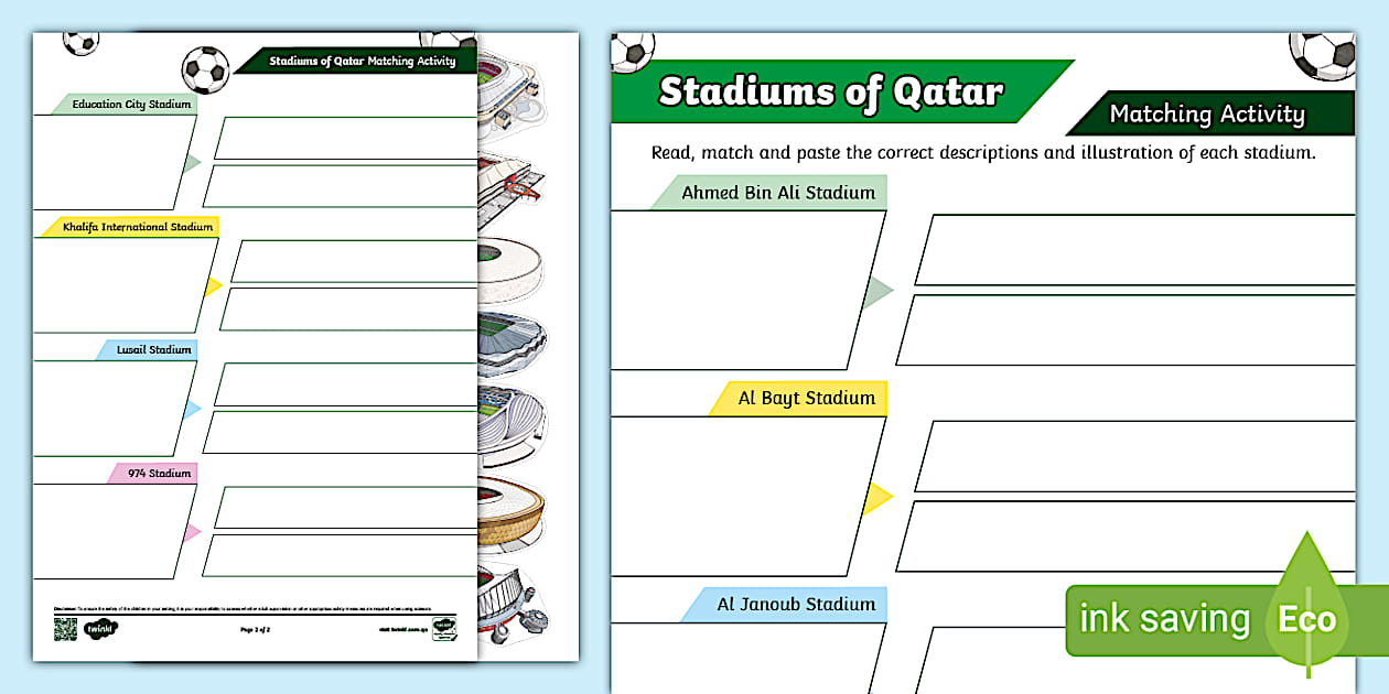 Men's World Cup 2022 Stadiums of Qatar Matching Activity
