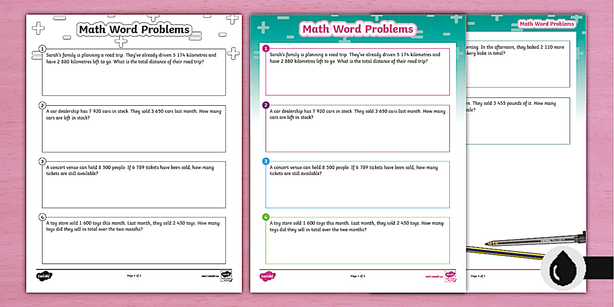Addition and Subtraction Two-Step Word Problems Activity