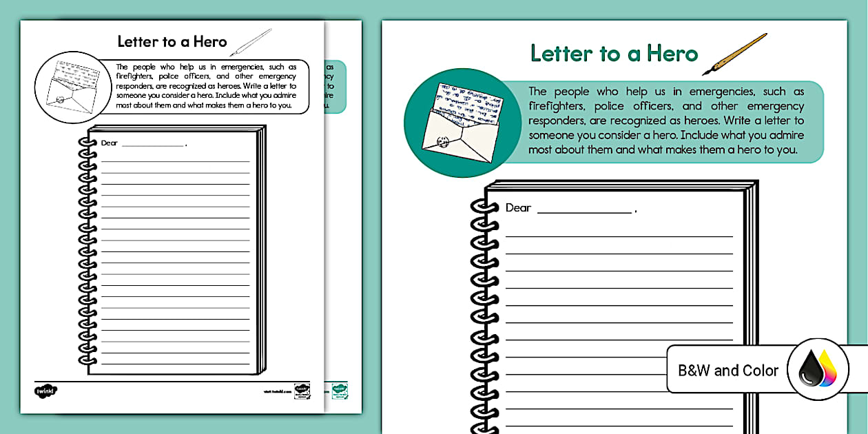 A Hero You Admire Letter Template (Teacher-Made) - Twinkl